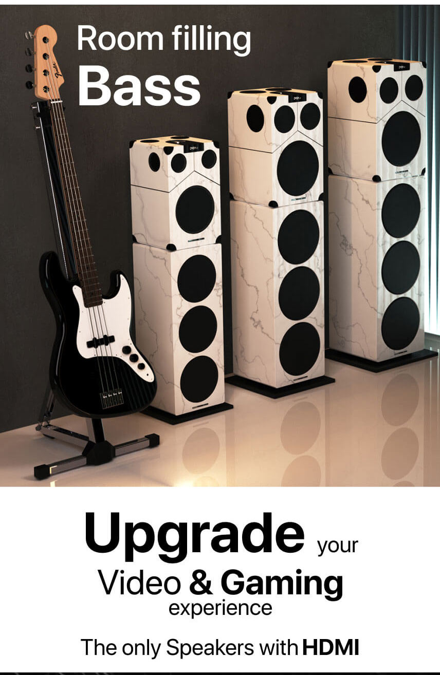 3D-Tower 5 b | 3D Sound System with 4x5.25" woofers, Black Marble ...