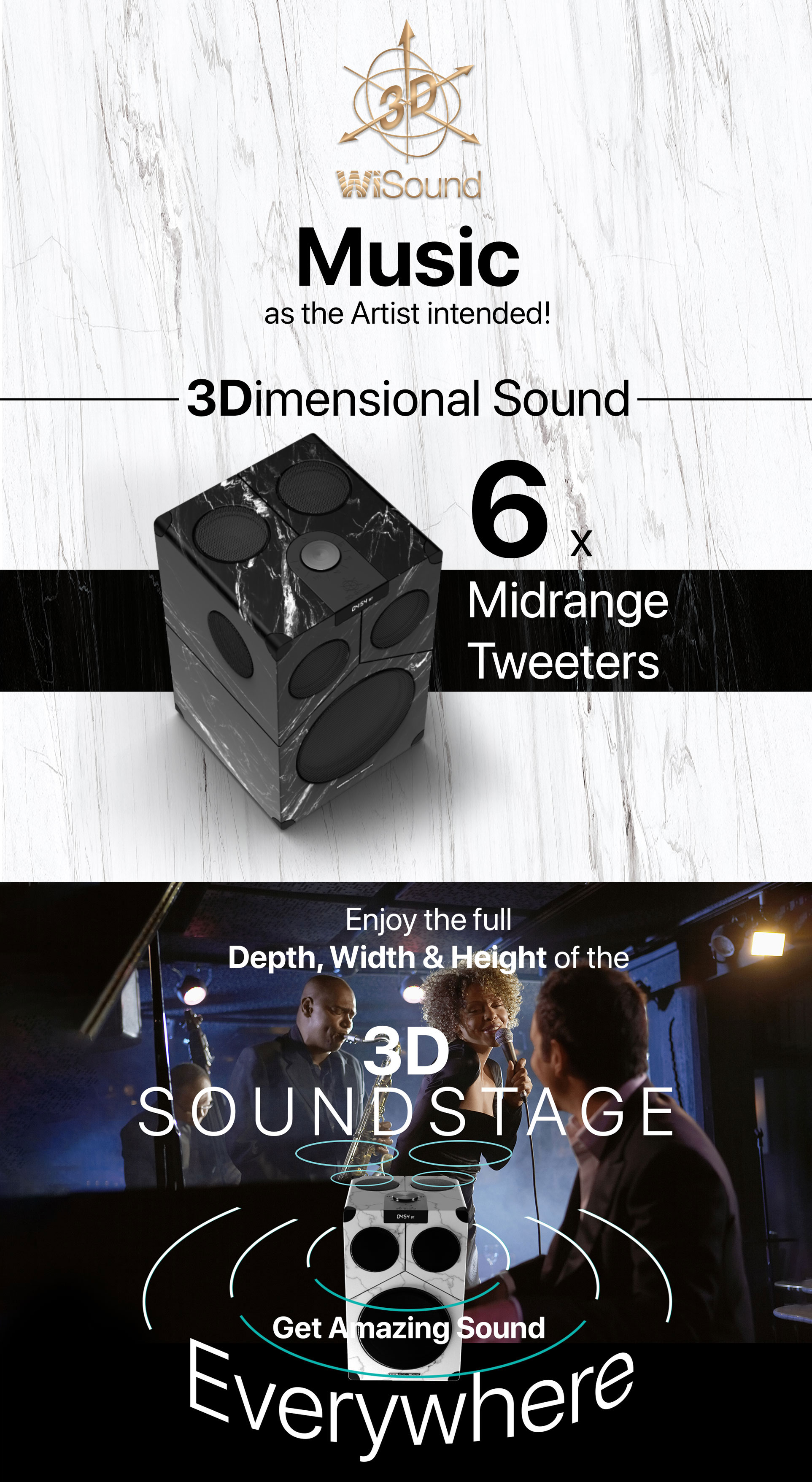 3D-Tower 5 b | 3D Sound System with 4x5.25" woofers, Black Marble ...