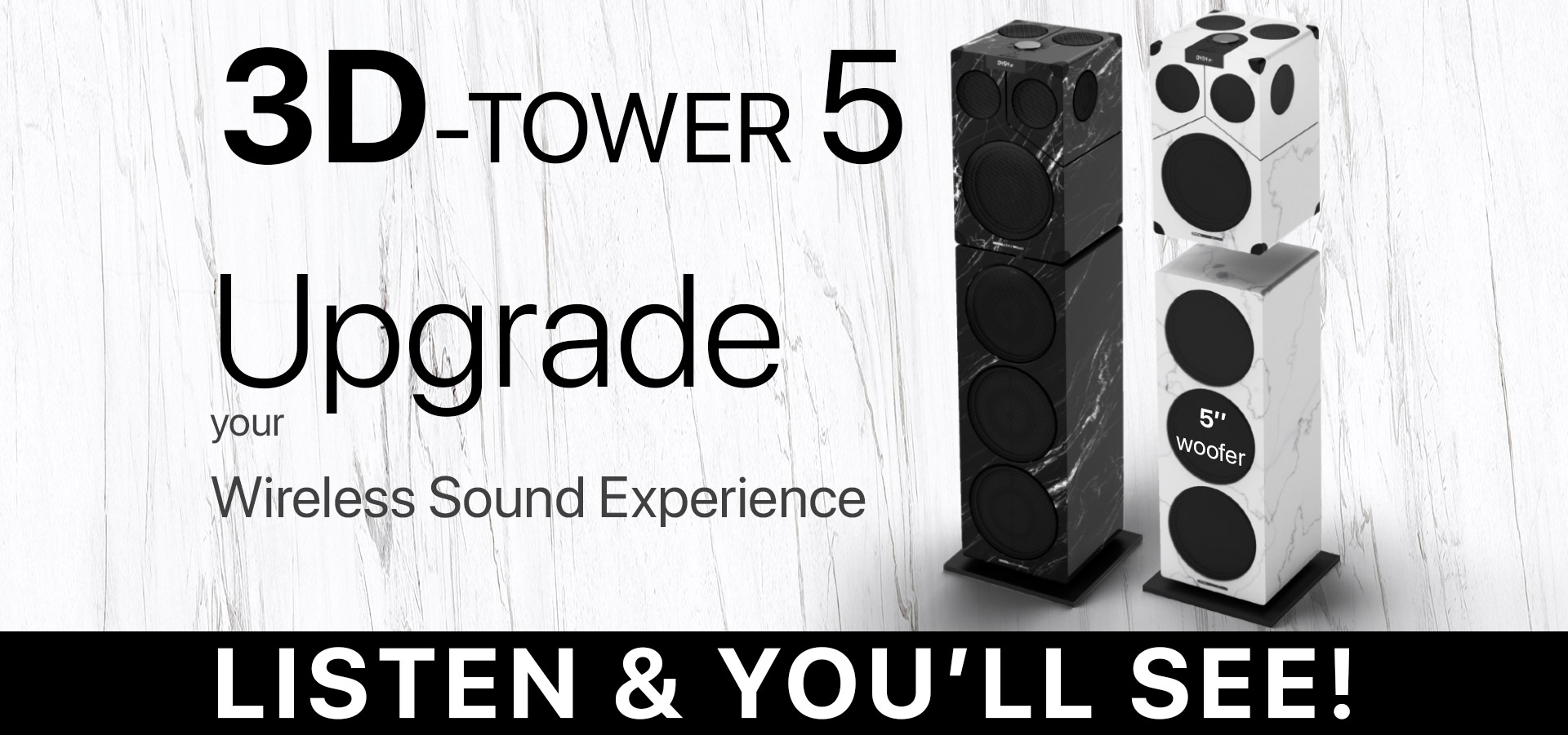 3D-Tower 5 b | 3D Sound System with 4x5.25" woofers, Black Marble ...