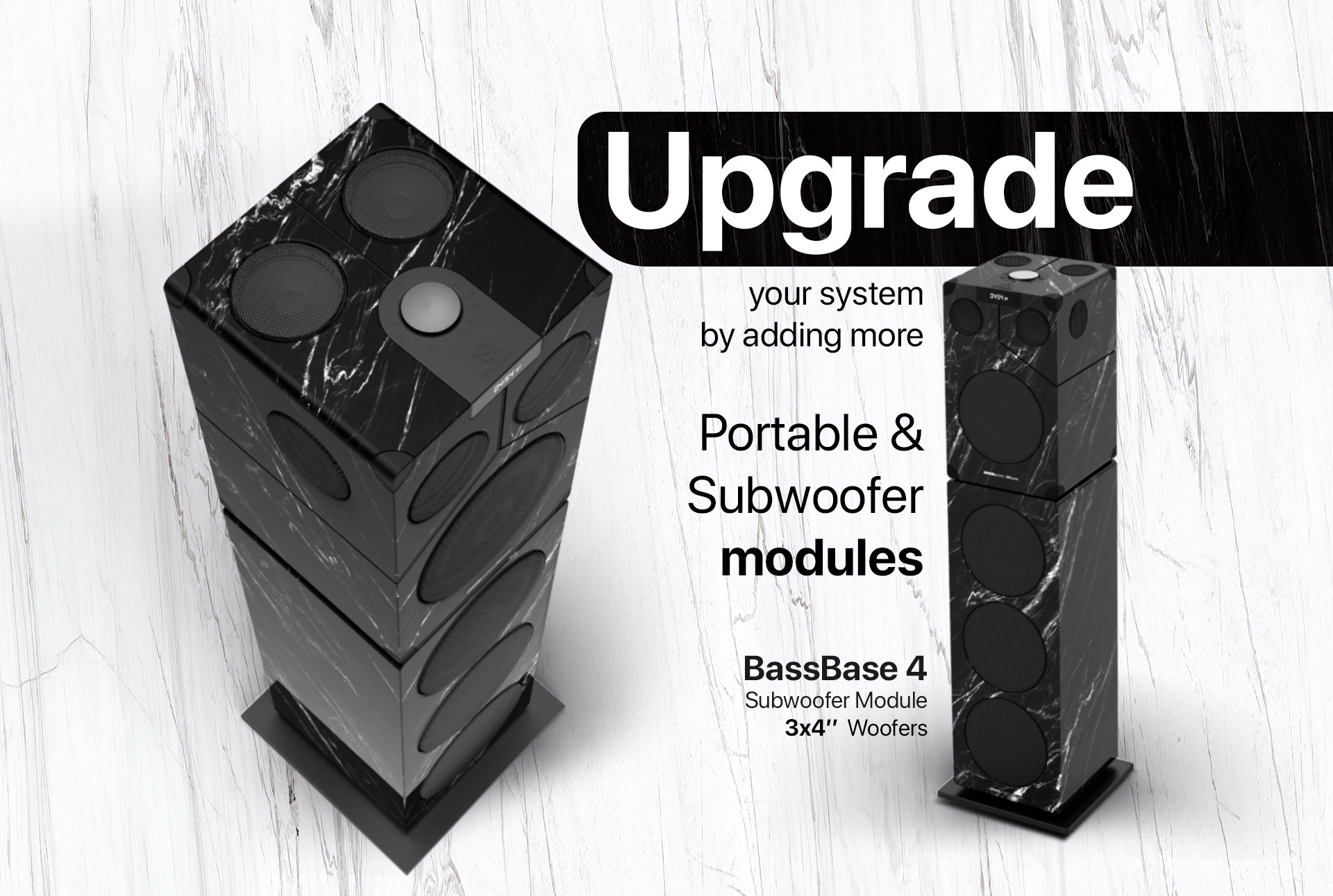 3D-Tower 5 b | 3D Sound System with 4x5.25" woofers, Black Marble ...