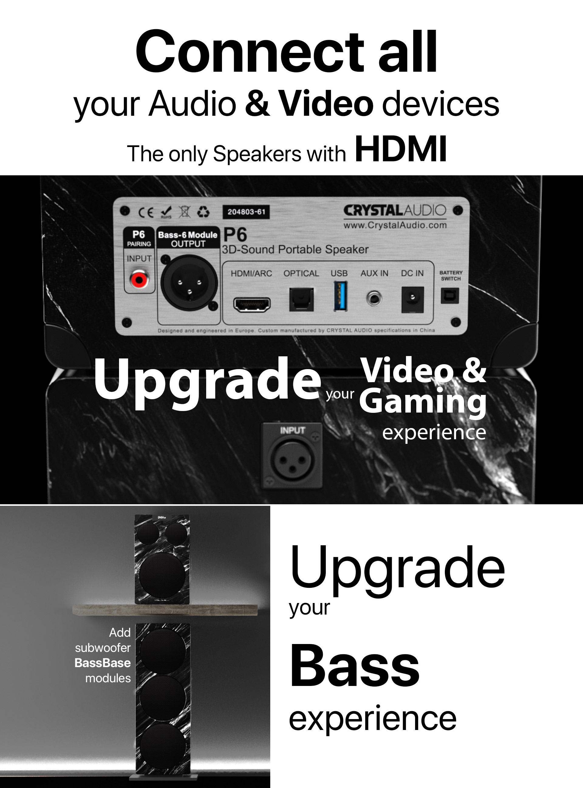 3D-Tower 6 w | 3D Sound System with 4x6.5" woofers, White Marble finish ...